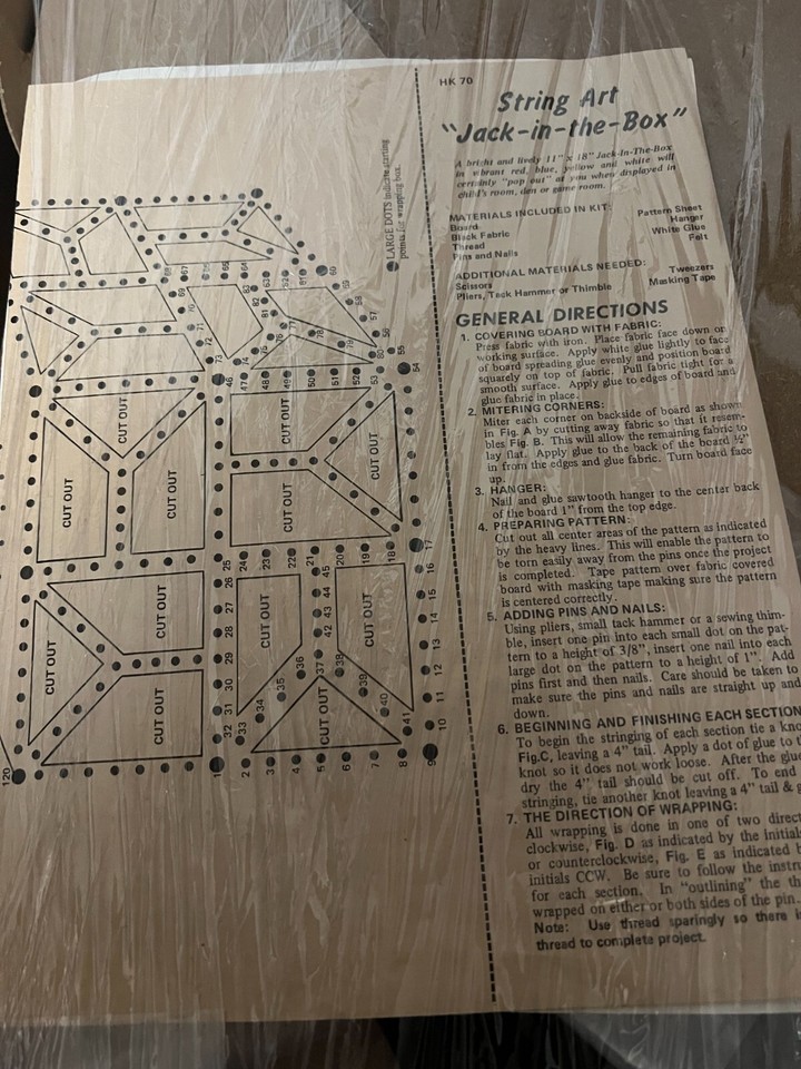 Vintage HAZEL’S KABOODLE Jack-in-the-Box HK 70 String Art Kit Complete ...