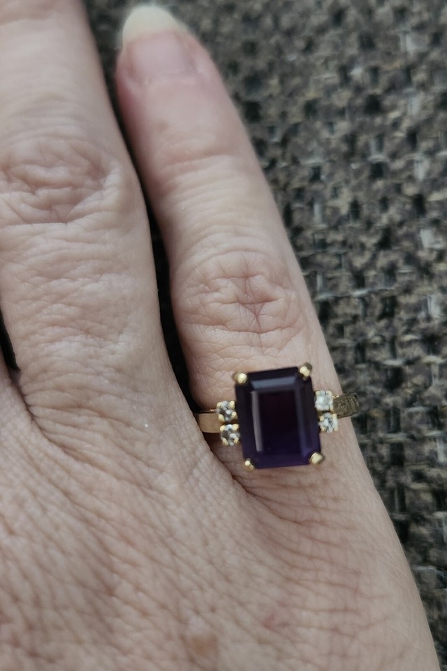 Amethyst and Diamond Ring, Gold Band, Real Jewels from Hamilton ...