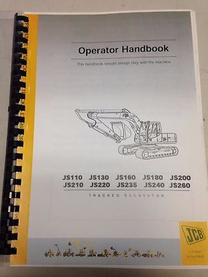 JCB JS Hyd Excavator ,Operator Hand Book Maintenance and Specs Only ...