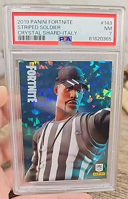 ☆LOOK☆ ~2019 PANINI FORTNITE STRIPED SOLDIER CRYSTAL SHARD #143 PSA 7 ...
