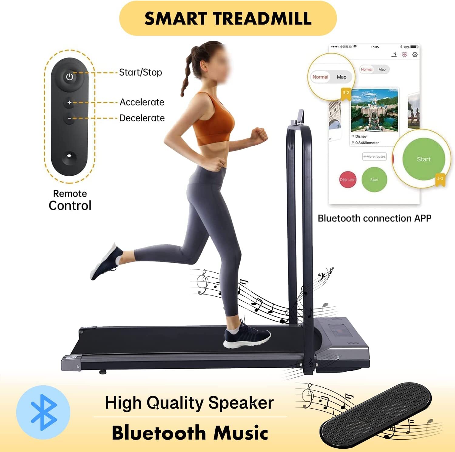 A1F Electric Treadmill Walking Running Pad Home Exercise Machine Remote ...