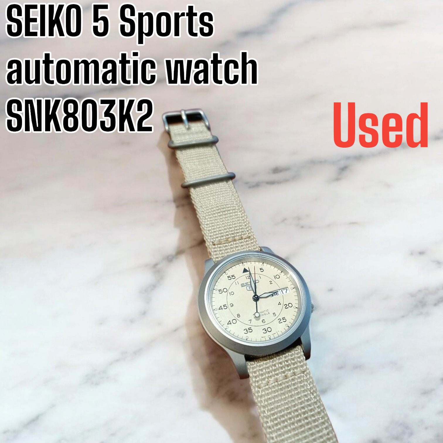 SEIKO 5 Sports automatic watch SNK803K2 Mesh belt Bei… - Gem