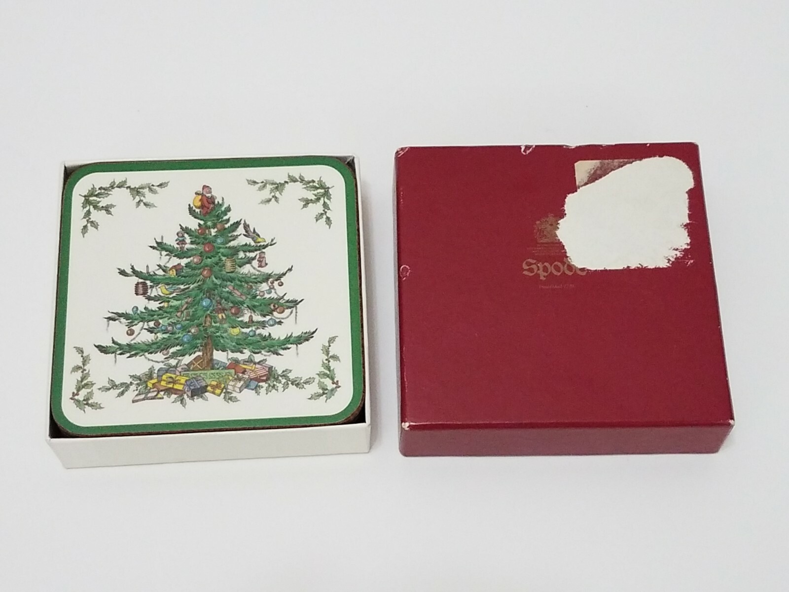 Spode Christmas Tree Cardboard & Cork Drink Glass Coasters - 4X4 Inch ...