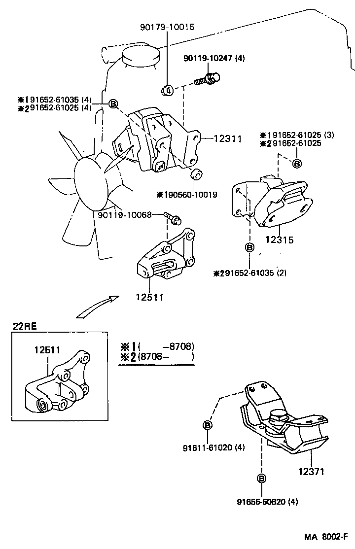 Toyota Land Cruiser 70 22R 2L 2LT OEM Engine Motor Mount Insulator ...