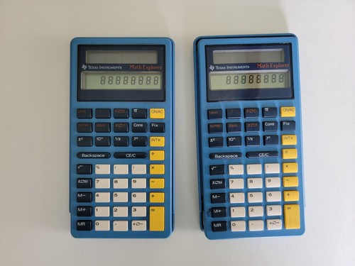 Lot Of 2 Texas Instruments Math Explorer Calculators w/ Covers & 1 ...