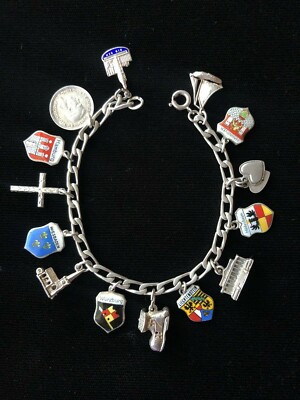 Vintage Sterling Silver Moveable Shoe Church Enamel Shields Charm ...