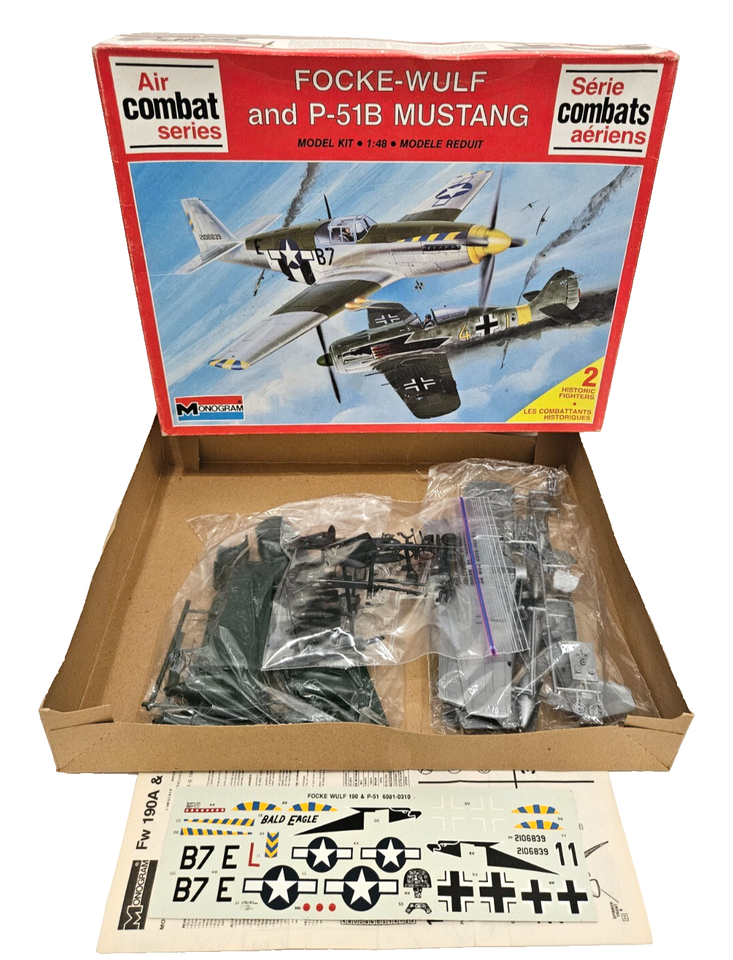 1/48 MONOGRAM AIR COMBAT SERIES FOCKE WULF FW190 + P-51B MUSTANG #6081 ...