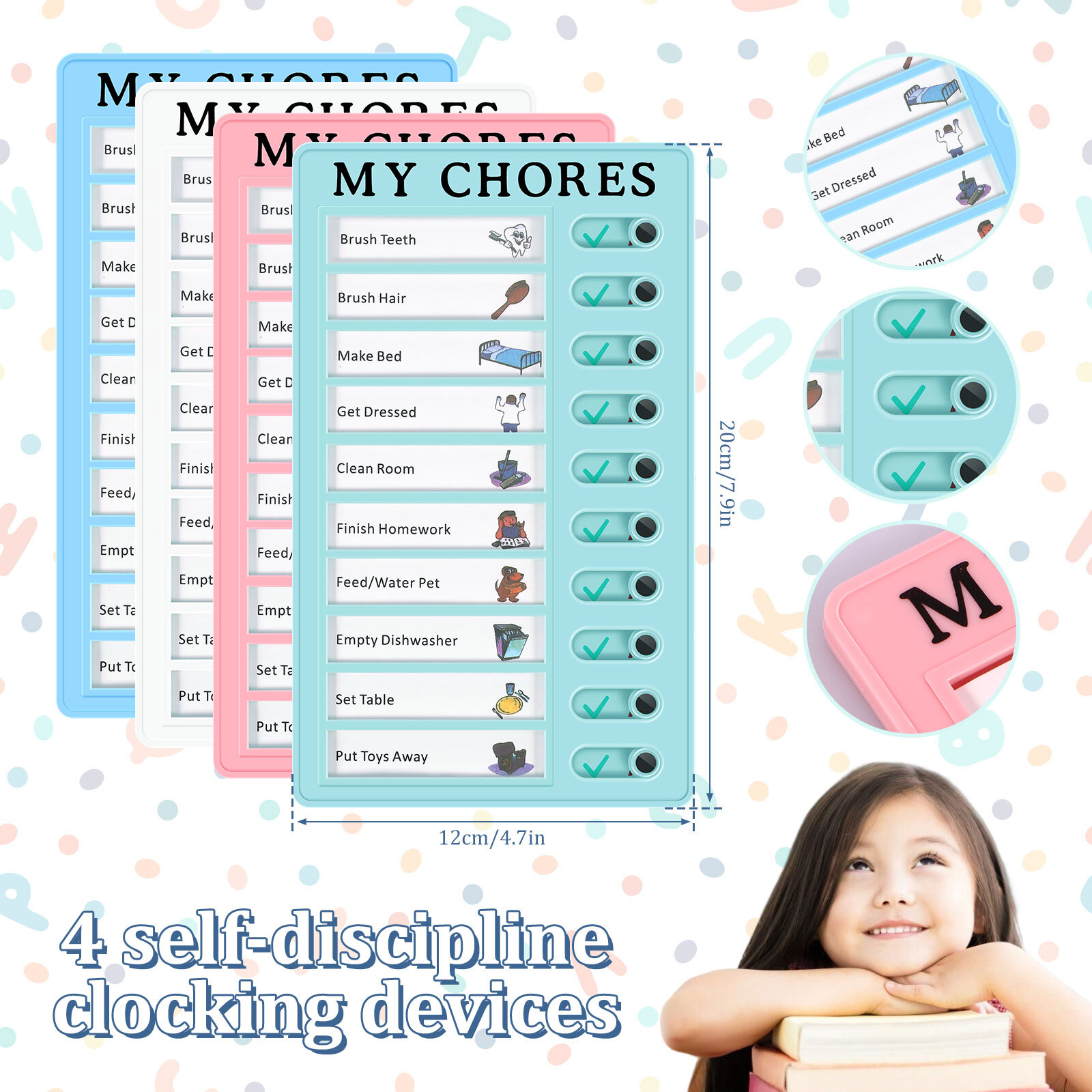 4Pcs Checklist Task Board Sliding Routine Chores Chart with 10 Blank ...