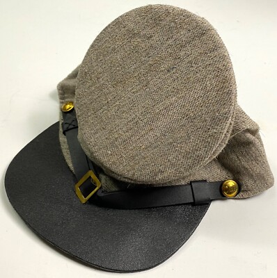 CIVIL WAR CS CSA CONFEDERATE JEAN WOOL BUMMER KEPI FORAGE CAP HAT ...
