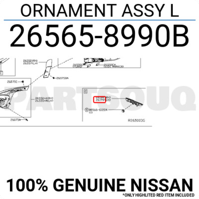 265658990B Genuine Nissan ORNAMENT ASSY L 26565-8990B | eBay