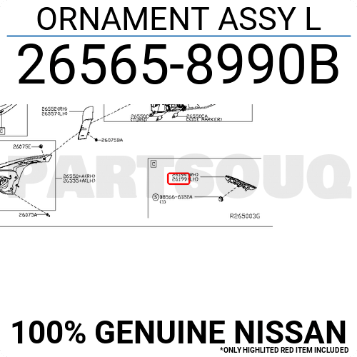 265658990B Genuine Nissan ORNAMENT ASSY L 26565-8990B | eBay
