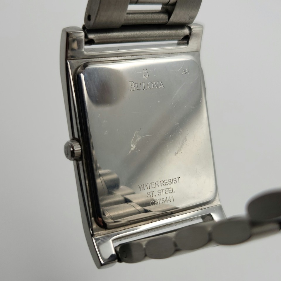 Bulova Men's Rectangular Silver Tone Quartz Watch | eBay