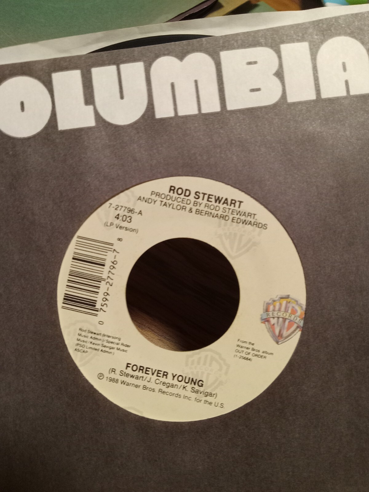 Rod Stewart 45 Forever Young/Days Of Rage WB 27796 VG 1988 | eBay