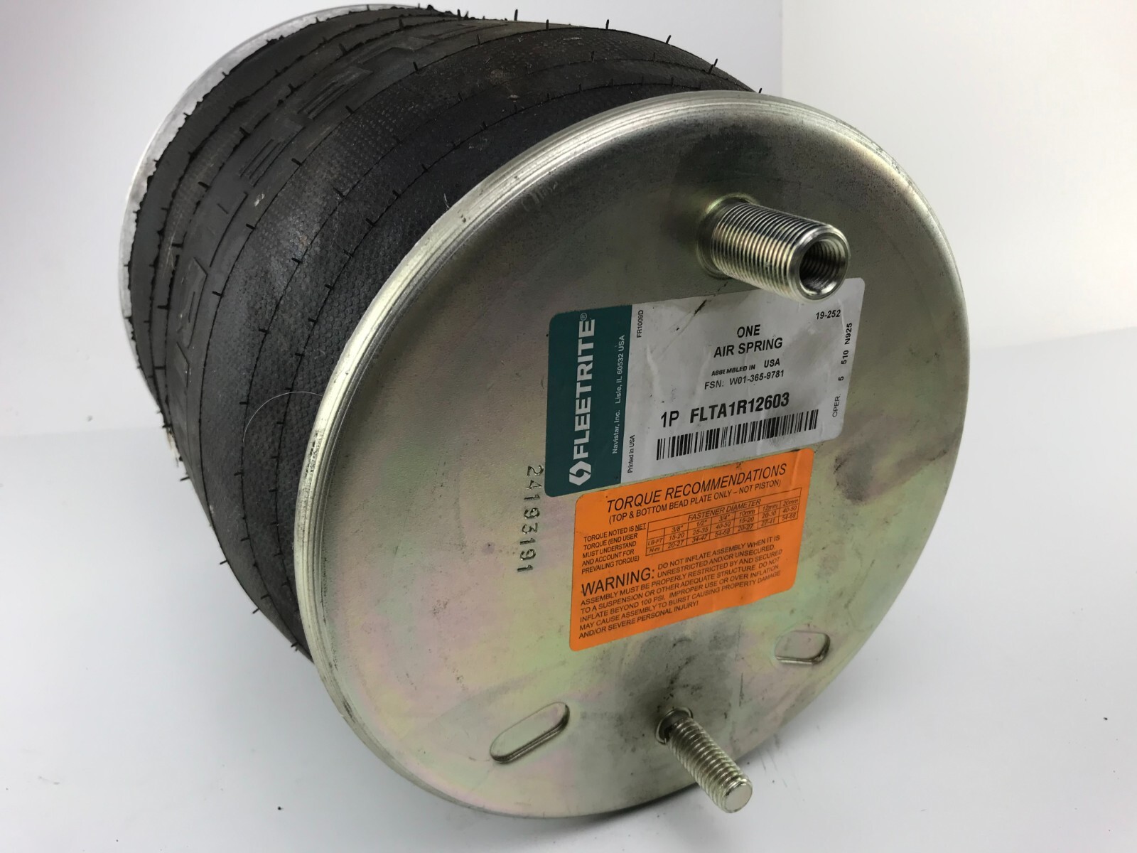 GENUINE OEM FLEETRITE Suspension Air Spring FLTA1R12603 W013659781 FAST ...