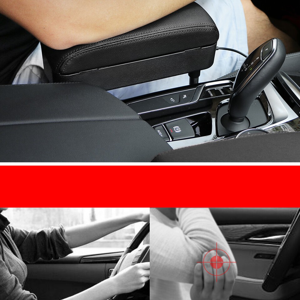 PU Leather Car Arm Rest Storage Organizer Seat Gap Filler Phone ...