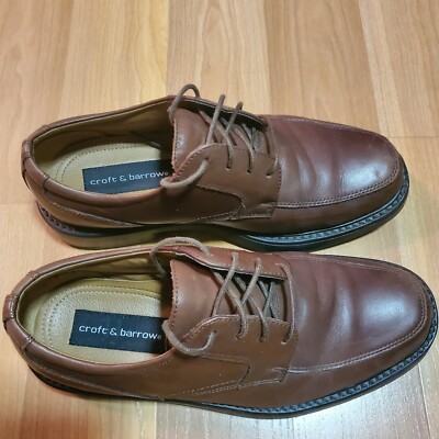 Croft & Barrow Shoes Mens 8.5 Moc Toe Oxford Brown Leather Lace Up Made ...