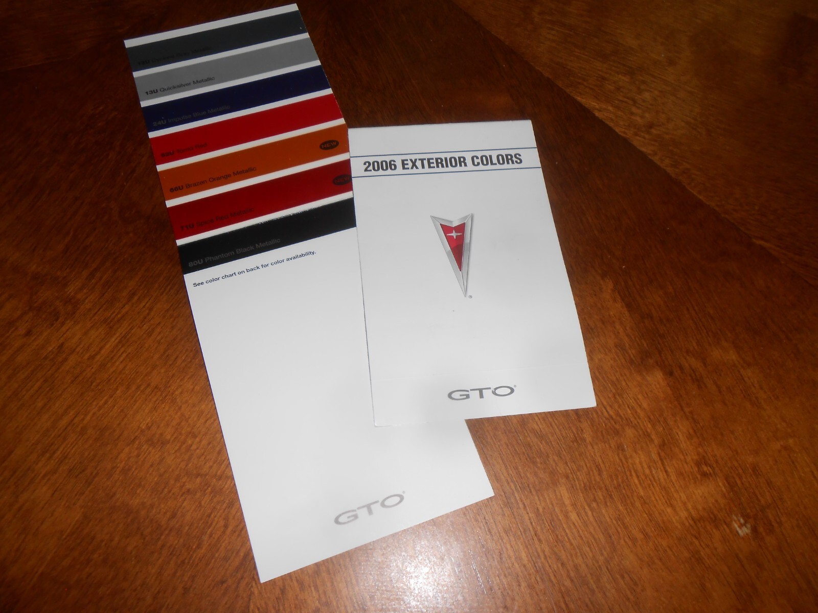 2006 PONTIAC GTO EXTERIOR COLORS / PAINT COLOR CHIPS BROCHURE ...