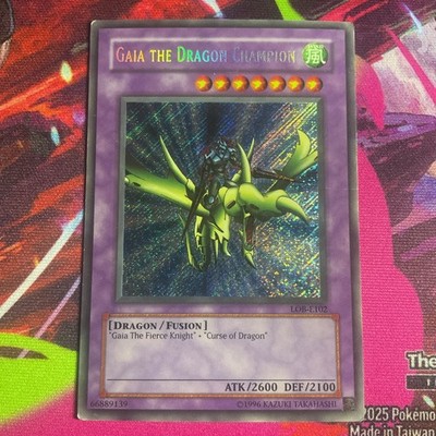 Gaia the Dragon Champion LOB-E102 Secret Rare Unlimited LP MP Yugioh | eBay