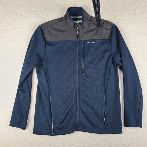 ORVIS Jacket Mens Medium Blue Gray Zipper Pockets Full Zip Sweater | eBay