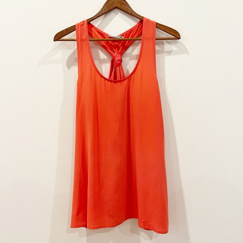 COS Womens Silk Sleeveless Racerback Top Blouse 38 Coral Bow Tie ...