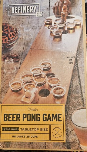 NEW in Box Refinery Wooden Beer Pong Game Foldable Tabletop | eBay