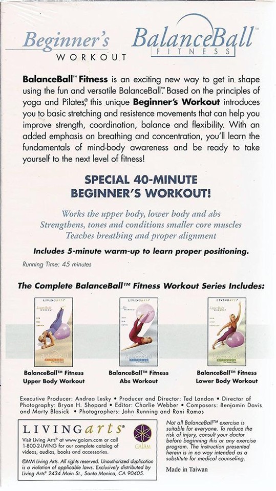 Balance Ball Fitness with Suzanne Deason VHS Living Arts Exercise ...