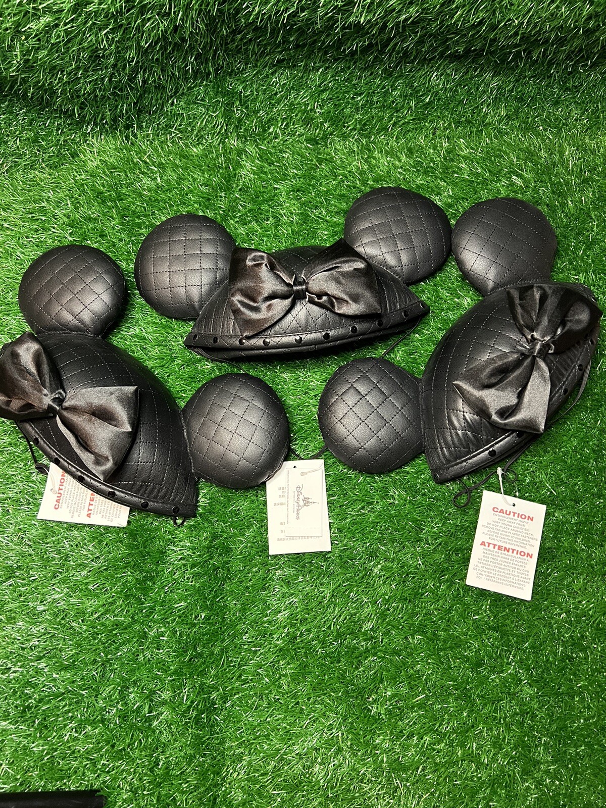 New Disney Parks Black Quilted Minnie Mouse Ear Hat Cap With Bow (Lot ...