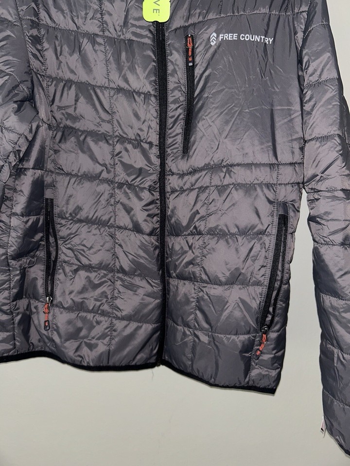 FREE COUNTRY MENS PUFFER DARK GRAY. JACKET FULL ZIP SIZE LIGHTWEIGHT ...