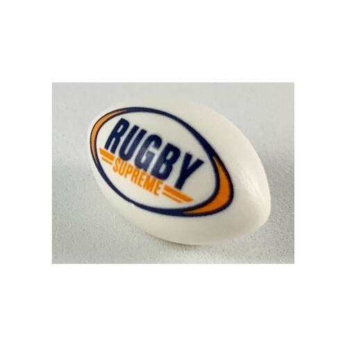 LEGO - Minifig, Football / Rugby Ball w/ Blue & Orange 'RUGBY SUPREME ...