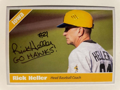 RICK HELLER autograph IOWA HAWKEYES baseball BIG TEN custom card signed ...
