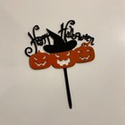 Acrylic Cake Topper Happy Halloween Spooky Pumpkin Black Hat Cake ...