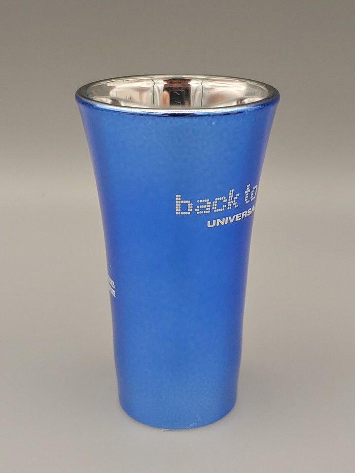 BACK TO THE FUTURE UNIVERSAL STUDIOS SHOT GLASS BLUE CHROME MINT 90'S ...