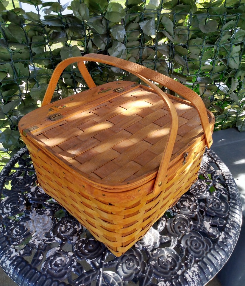 Vintage Rindge Pie Basket Hinge Lid Swivel Handles Mushroom Design New ...