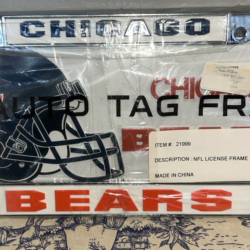 Chicago Bears Chrome Auto License Plate Frame With Tag! NEW!! | eBay