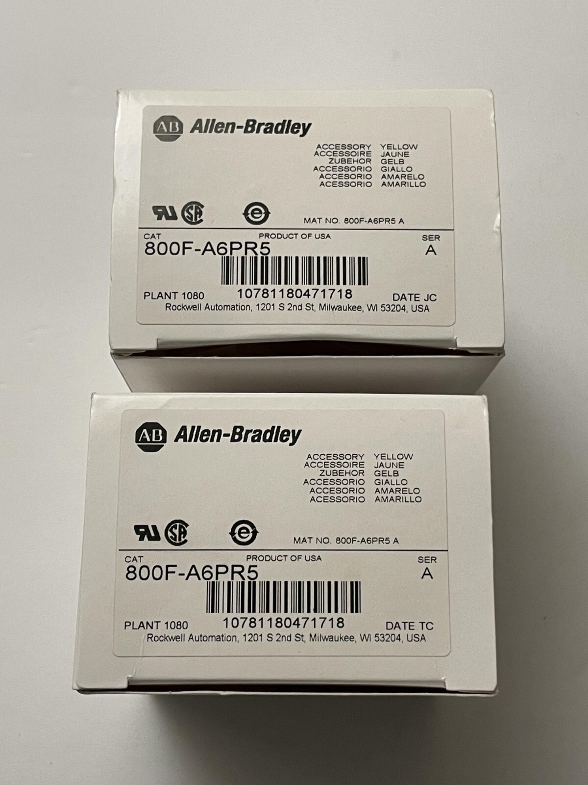 LOT OF 2x - ALLEN BRADLEY 800F-A6PR5 NEMO SWITCH GUARD NSMP - NEW IN ...