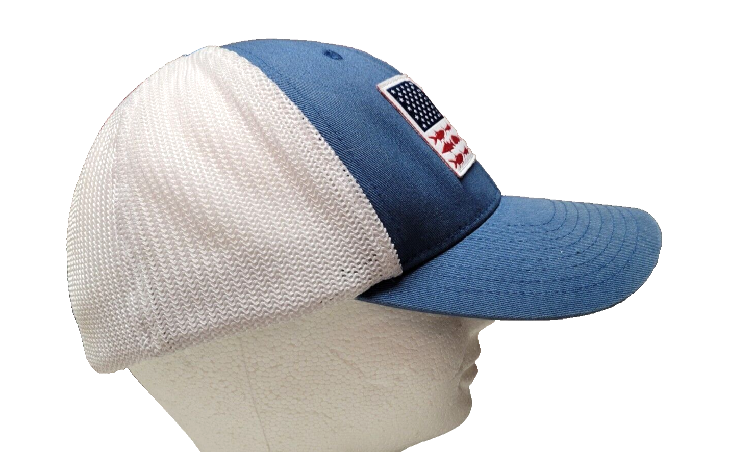 Columbia PFG American Flag Cap Adult Flex Fit Blue Logo Fish Flag USA ...