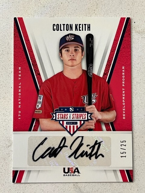 COLT KEITH 2019 USA Baseball Stars & Stripes BLACK INK Auto # 15/25 ...