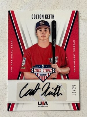 COLT KEITH 2019 USA Baseball Stars & Stripes BLACK INK Auto # 15/25 ...