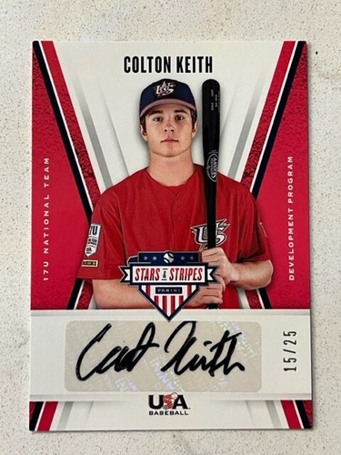 COLT KEITH 2019 USA Baseball Stars & Stripes BLACK INK Auto # 15/25 ...