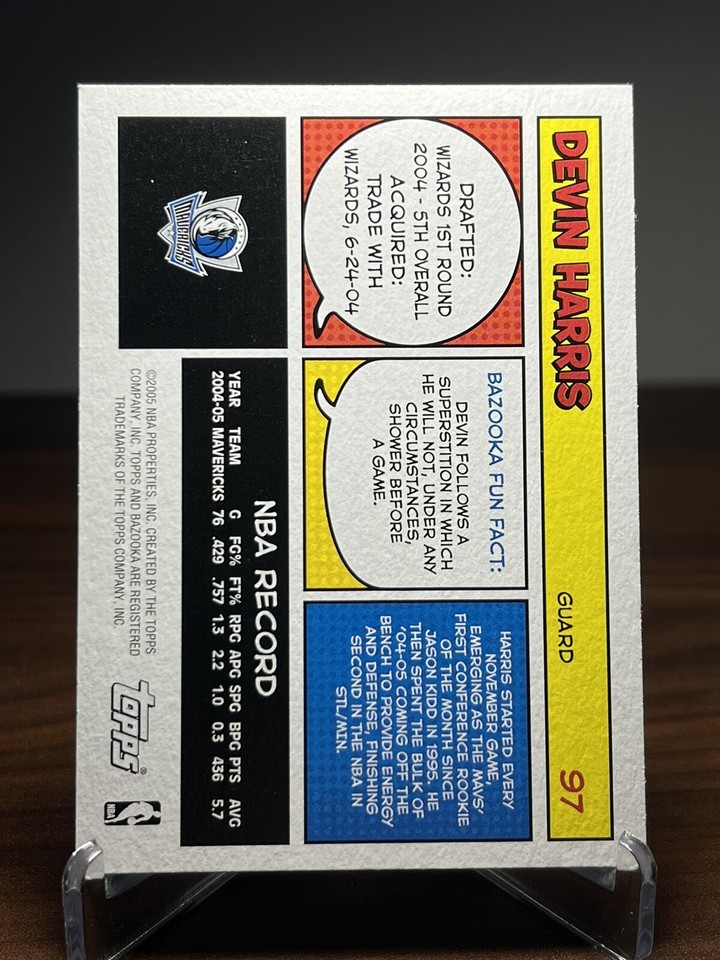 Devin Harris Signed Autographed 2005 Topps Bazooka Basketball Card #97 ...
