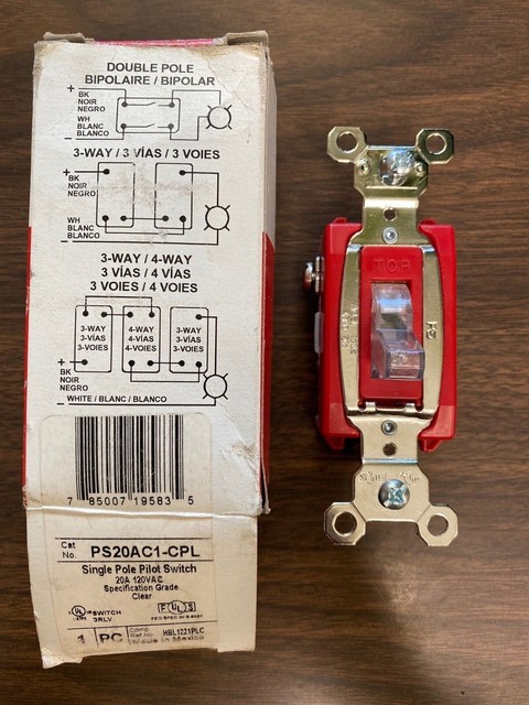 Pass & Seymour Ps20ac1-cpl Single Pole Pilot Switch 20a 120vac for sale ...