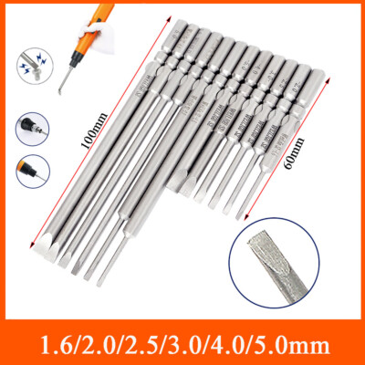5mm Rounded Shank Magnetic Flat Head Slotted Screwdriver Bits Drill ...