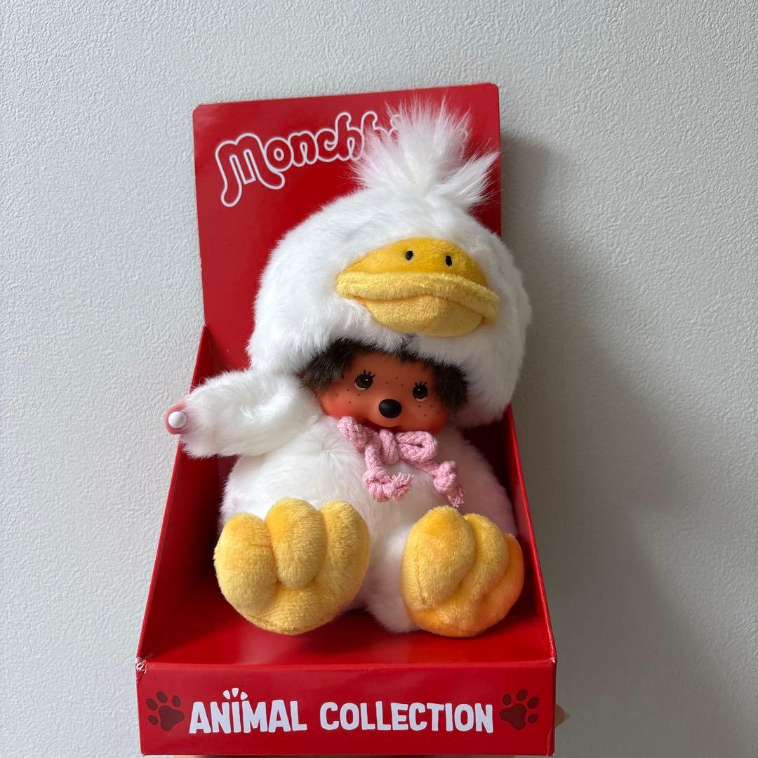 Monchhichi Animal Collection Duck Plush Doll White Yellow Hat Ribbon ...