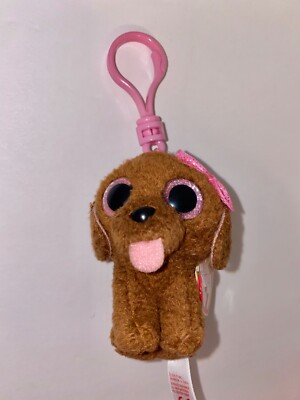 TY MADDIE BROWN DOG BEANIE BOOS KEY CLIP,NEW w/TAG-SUPER CUTE-**IN HAND ...