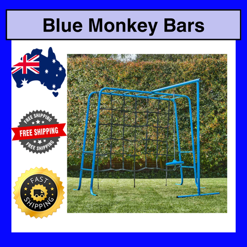 Monkey Bars Blue Backyard Kids Fun Outdoors UV Resistant Durable Active ...