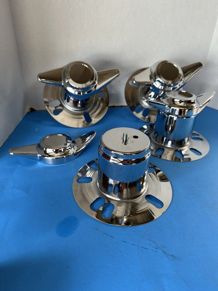 (4) 2 BAR SPINNER CENTER CAPS 5 LUG CRAGAR SST VINTAGE WHEELS 3.17" OD ...