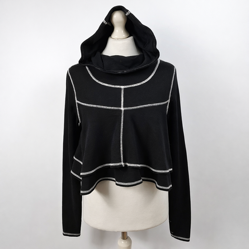 Free People Movement Black Cropped Hoodie Contrast Stitch Size S BNWT ...