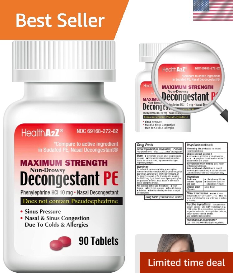 Phenylephrine HCl 10mg Tablets for Advanced Nasal & Sinus Congestion ...
