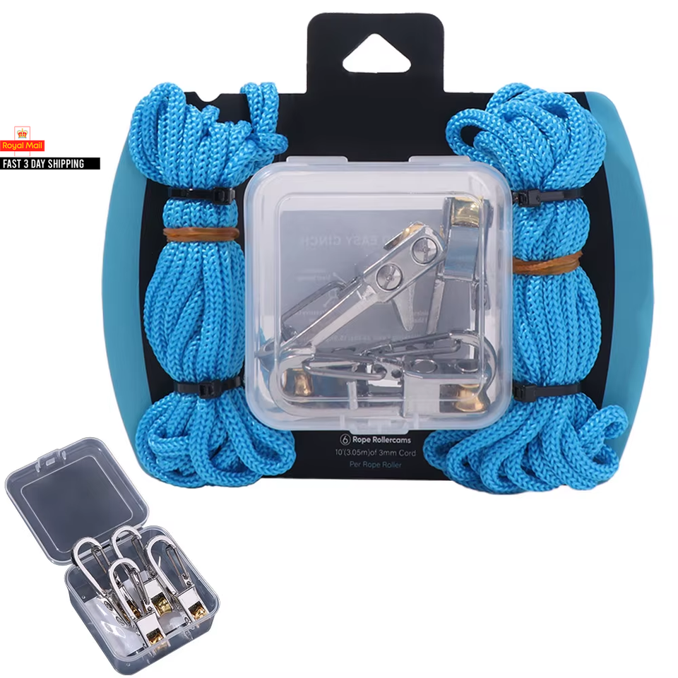 Lock Buckle Rope with Roller Tensioner 6 Hooks Heavy-Duty Paracord ...