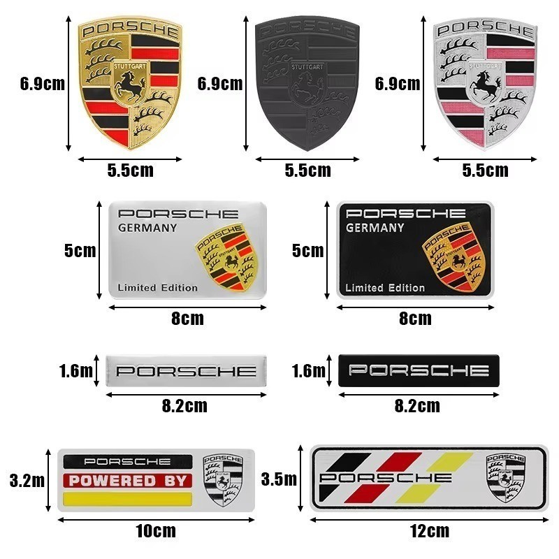 PORSCHE 3D Emblem Plate Silver Aluminum Badge Sticker for 911 Cayenne ...